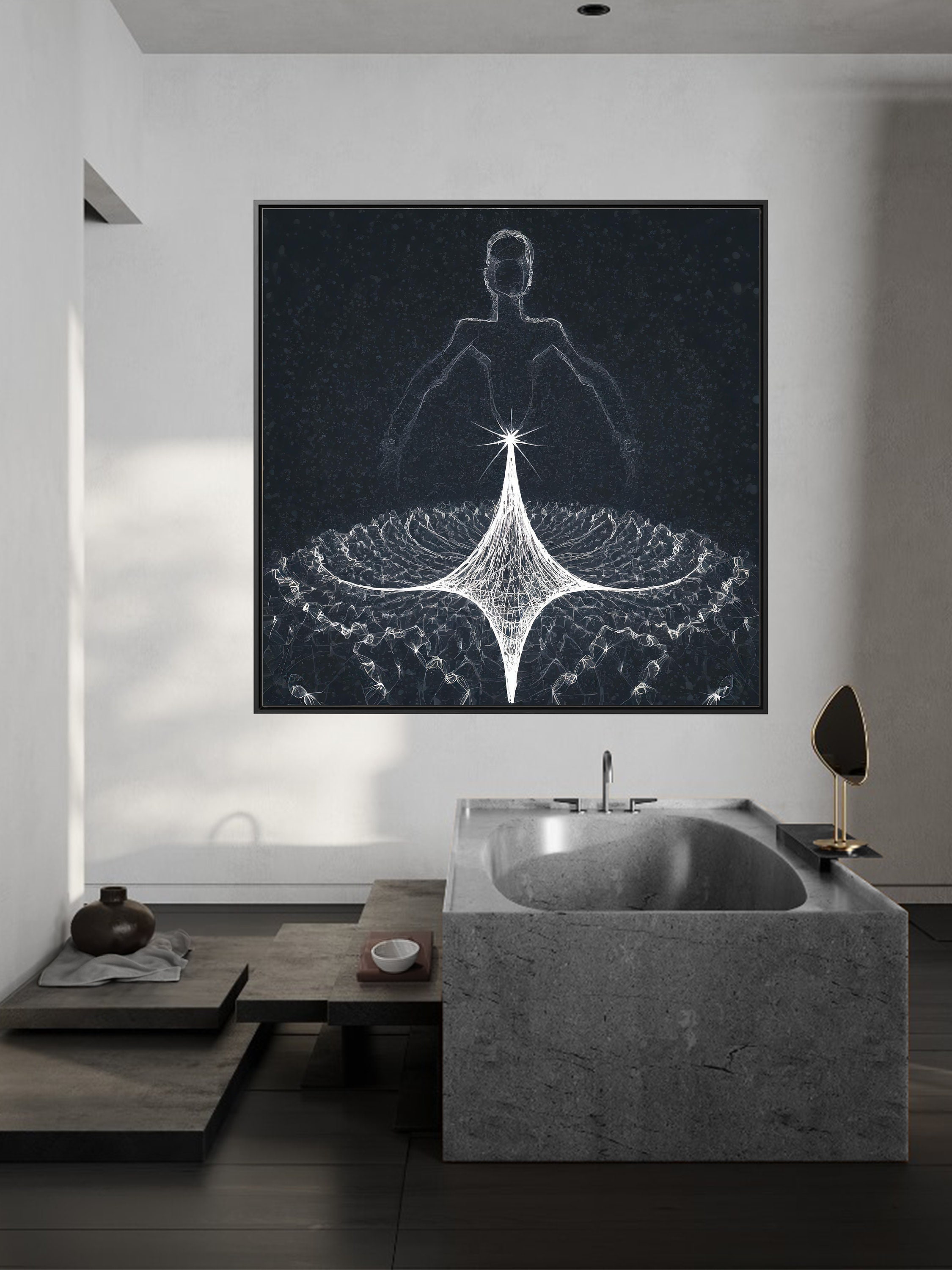 Minimalist Abstract Person Wall Art Framed Canvas, Abstract Person ...