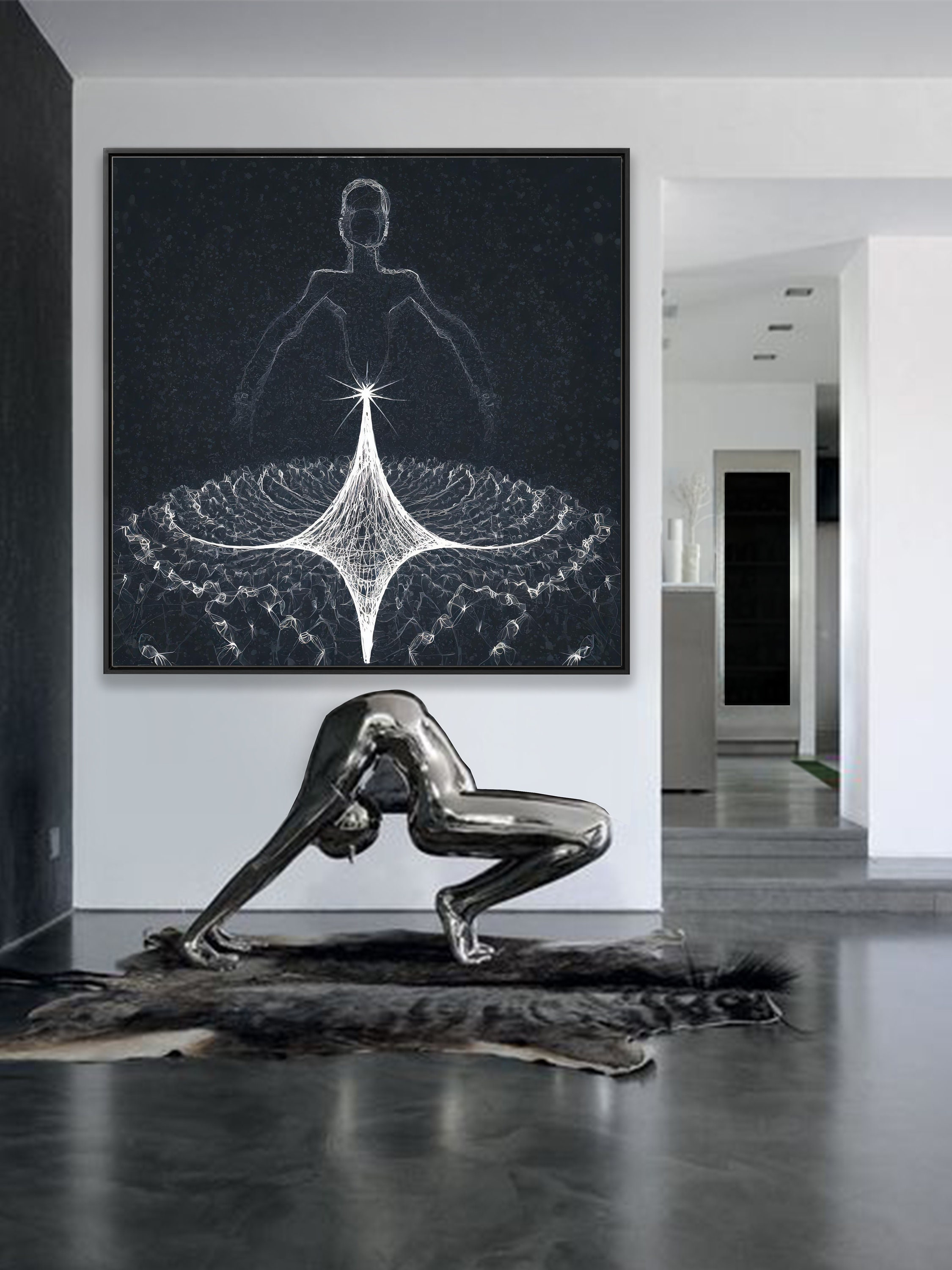 Minimalist Abstract Person Wall Art Framed Canvas, Abstract Person ...