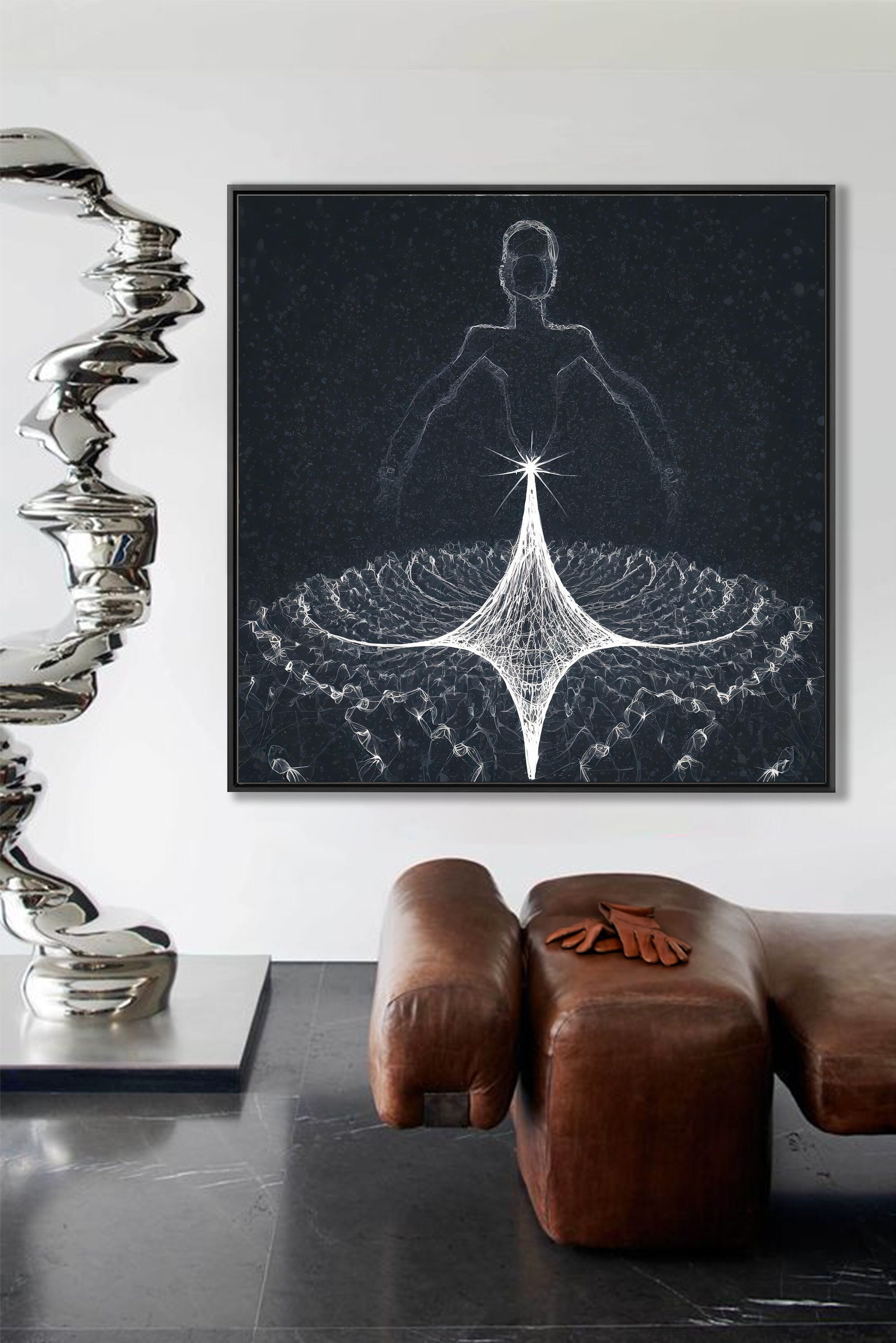 Minimalist Abstract Person Wall Art Framed Canvas, Abstract Person ...