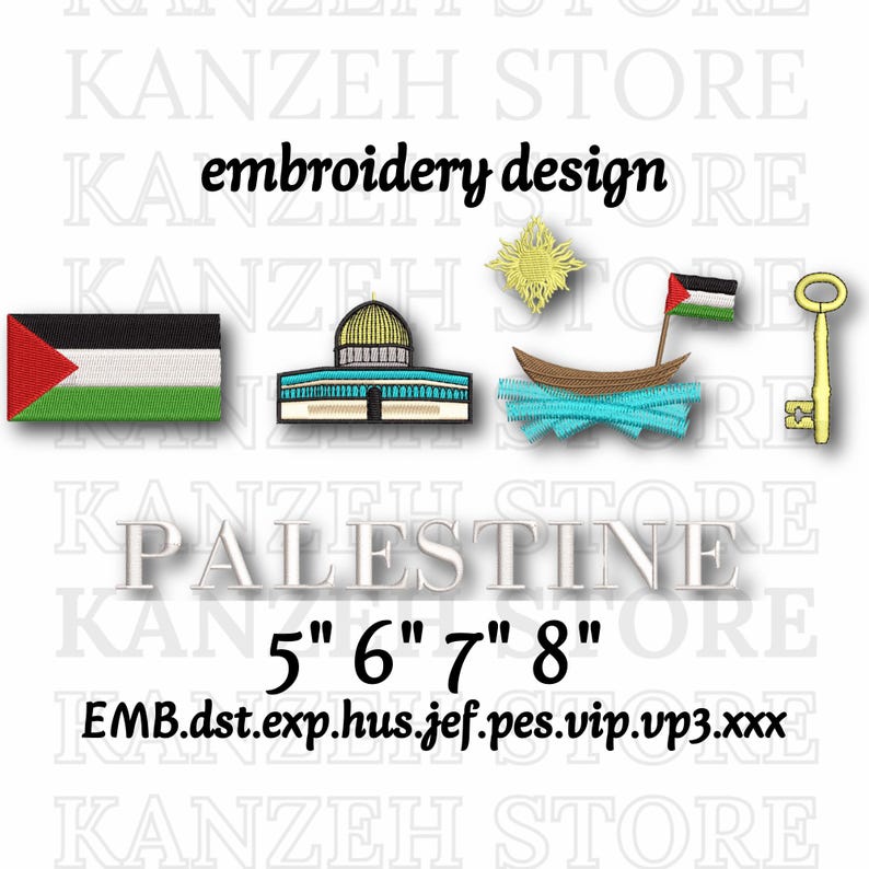 Palestine Key Embroidery Design, Palestine Flag Maps Machine Embroidery ...