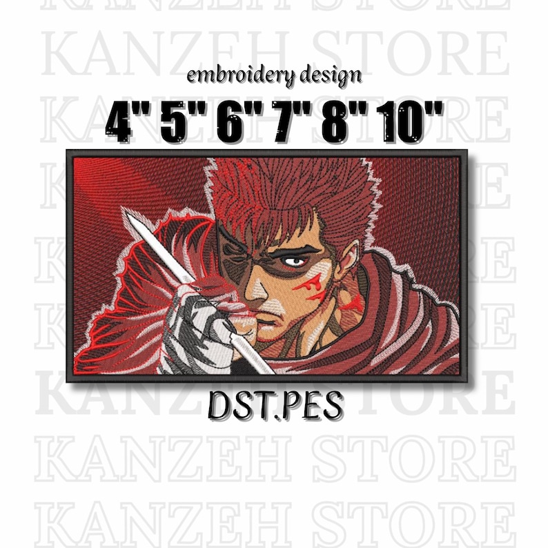 Guts Embroidery Design | Berserk Anime Machine Embroidery | DST PES ...
