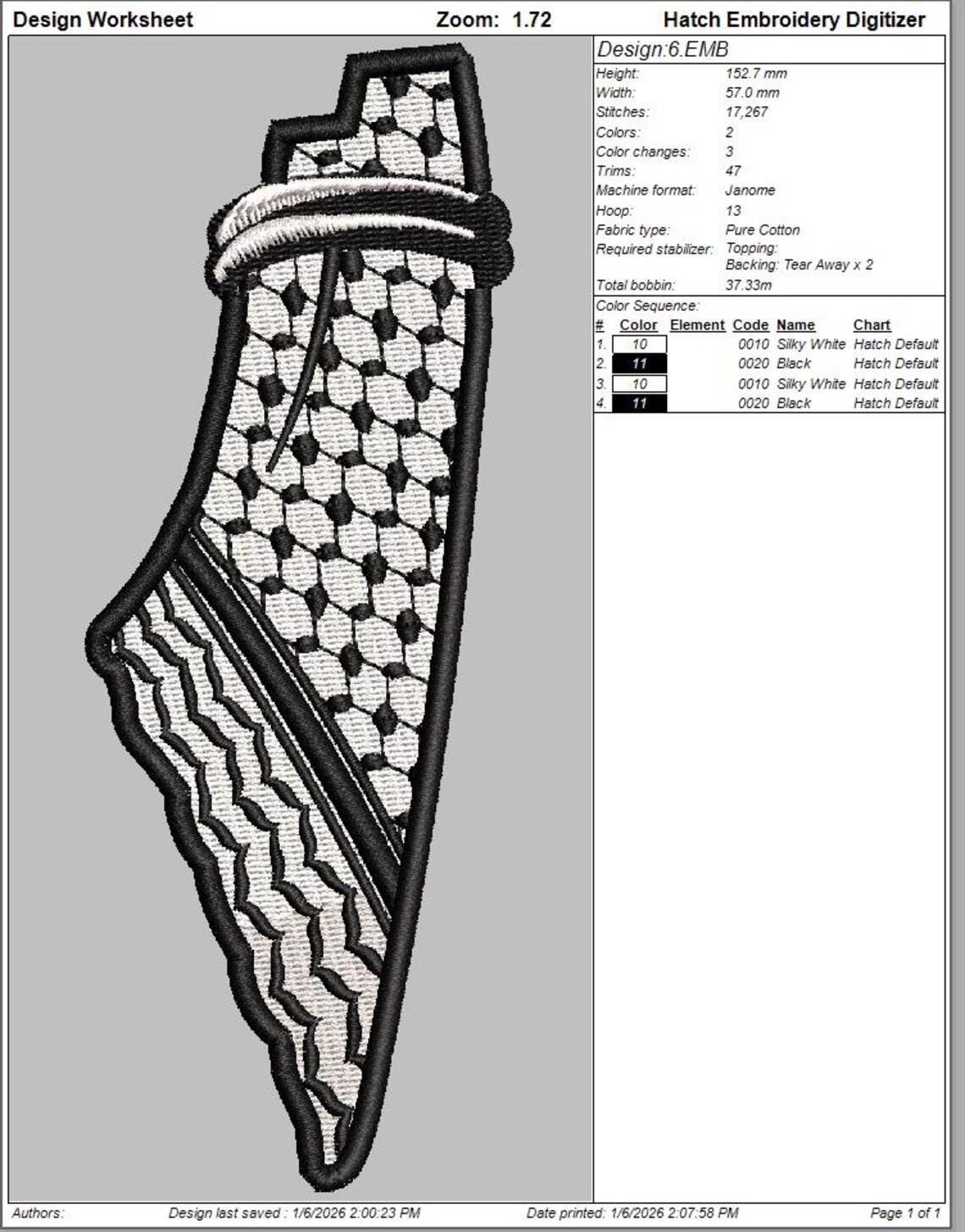 Palestine Map Embroidery Design, Keffiyeh Pattern Digital File ...