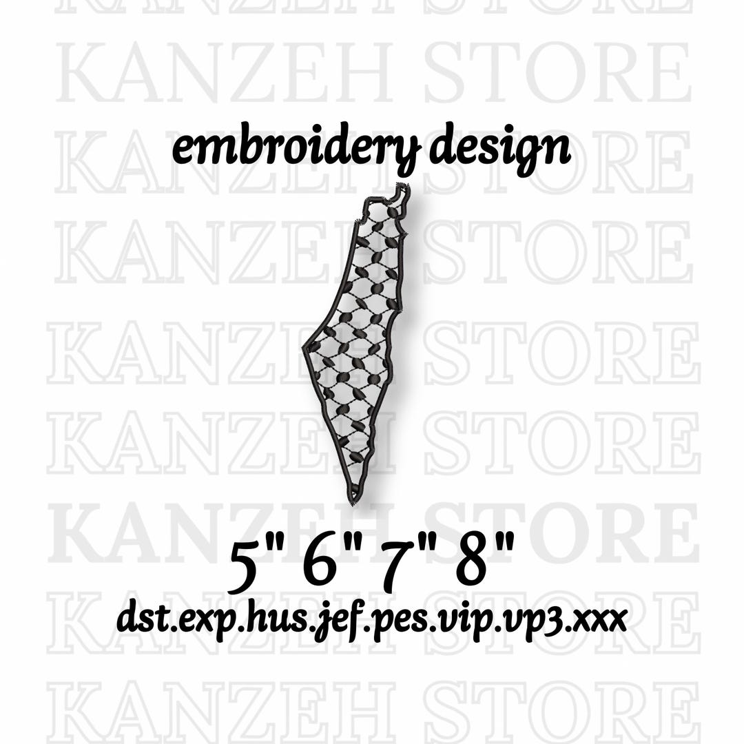 Palestine Map Embroidery Design | Keffiyeh Pattern | Instant Download ...