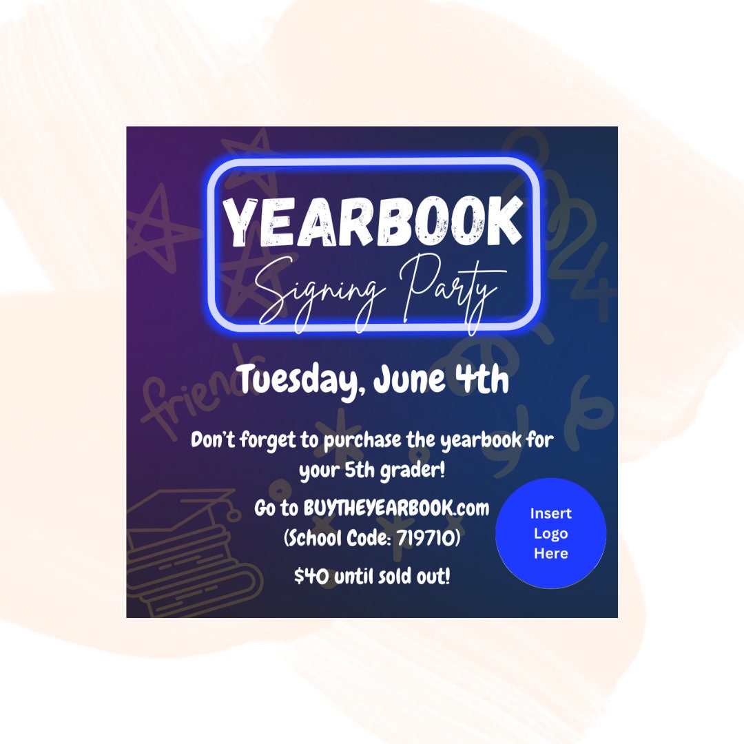 EDITABLE Yearbook Signing Party School Event Template, Yearbook Party ...