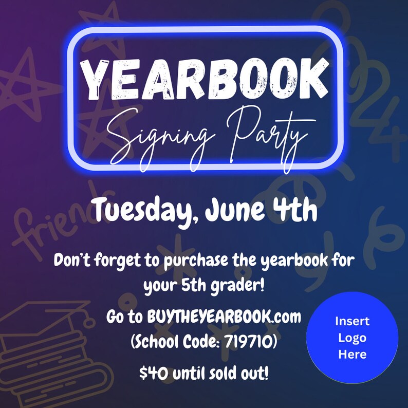 EDITABLE Yearbook Signing Party School Event Template, Yearbook Party ...