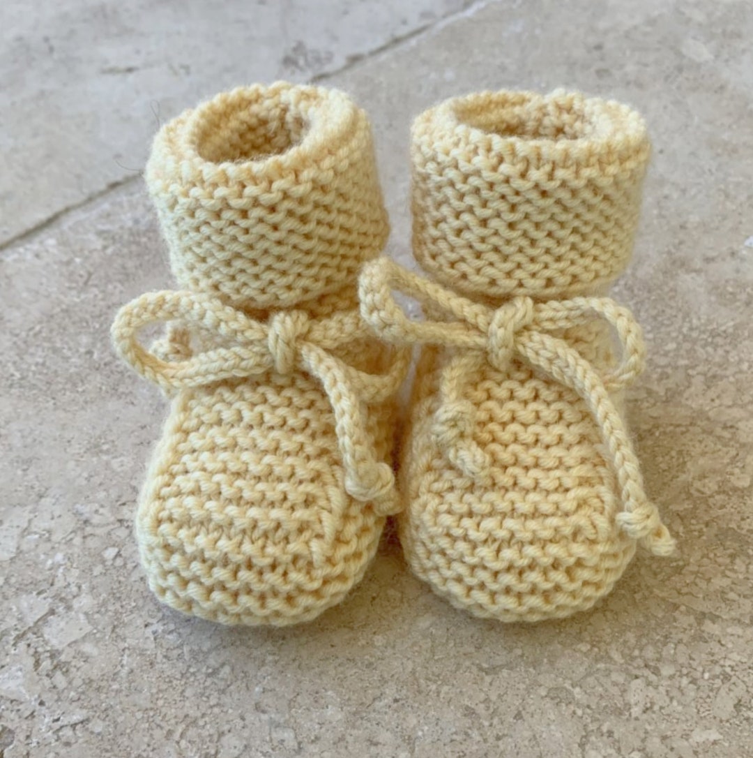 Hand Knitted Baby Booties Lemon, Newborn Baby Booties, Baby Shower Gift ...