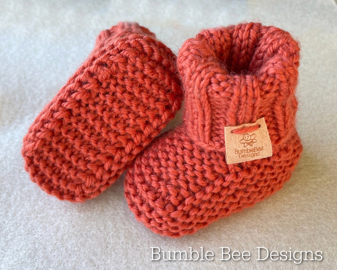 Hand Knitted Baby Booties, Burnt Orange, Sizes 0-12 Months. Softest ...