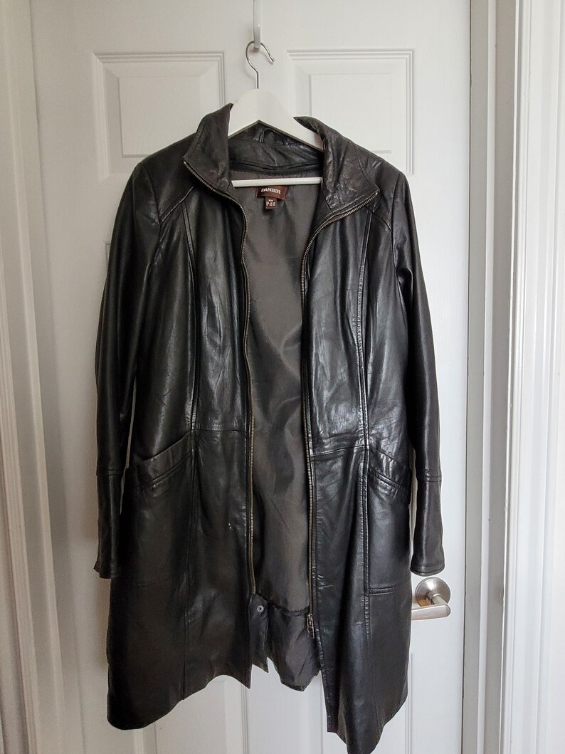 Danier Long Black Leather Jacket - Etsy