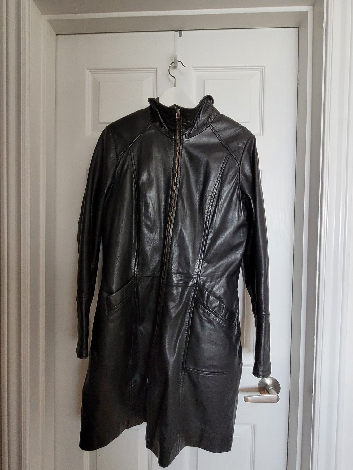 Danier Long Black Leather Jacket - Etsy