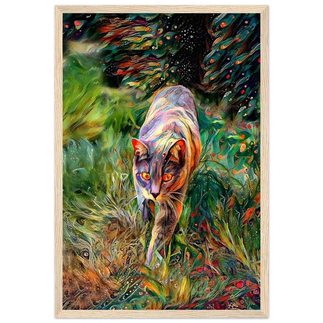 Fascination Cat Poster, Framed Vertical Poster, Cat Lover Gift, Cat Art ...