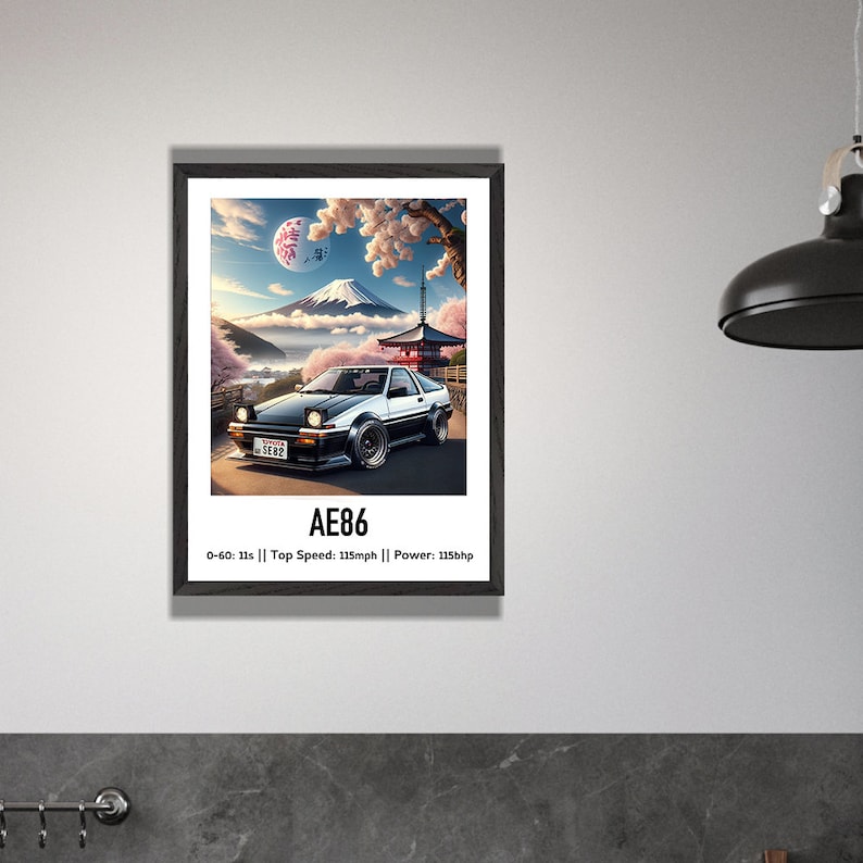Vintage Toyota AE86 Portrait Poster With Authentic Japanese Scenery ...