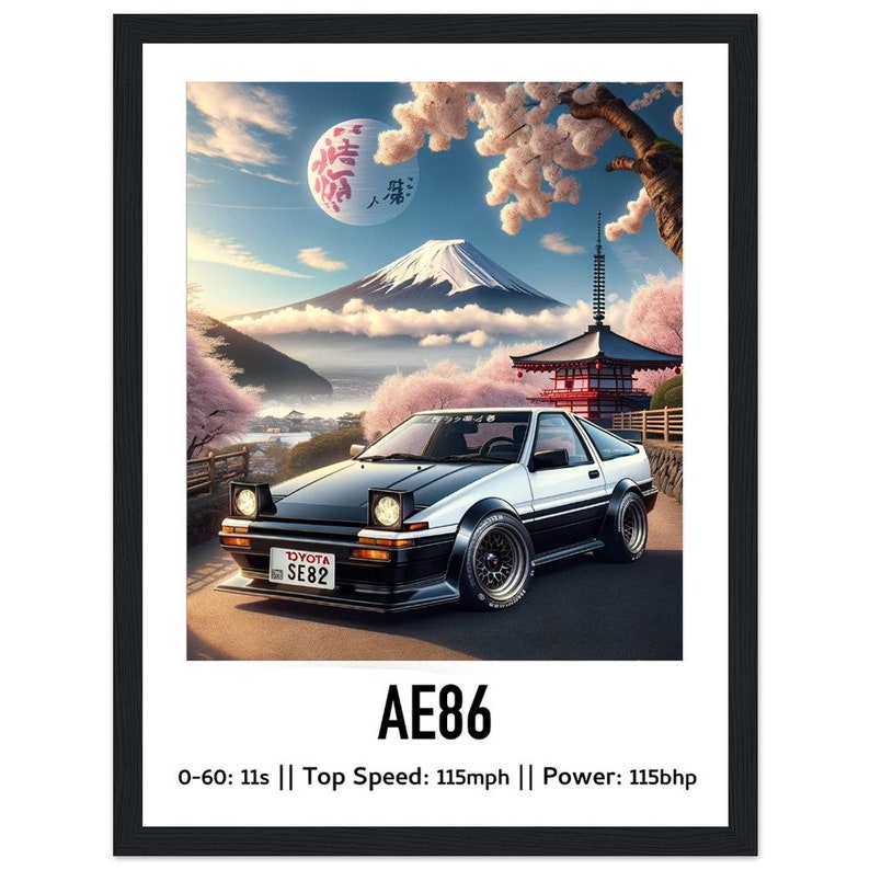Vintage Toyota AE86 Portrait Poster With Authentic Japanese Scenery ...