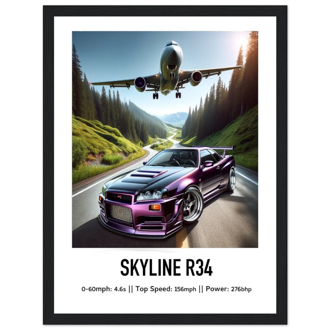 Nissan Skyline R34 GTR Framed Poster JDM Framed - Etsy