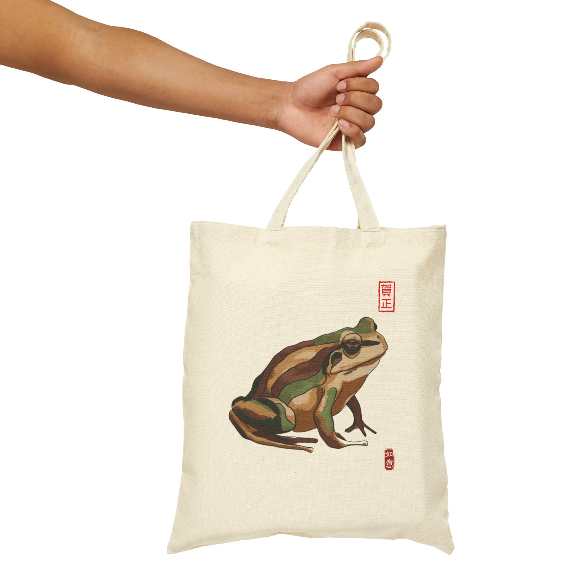Boho-chic Frog Tote Bag, Matsumoto Hoji Inspired Artwork, Durable ...