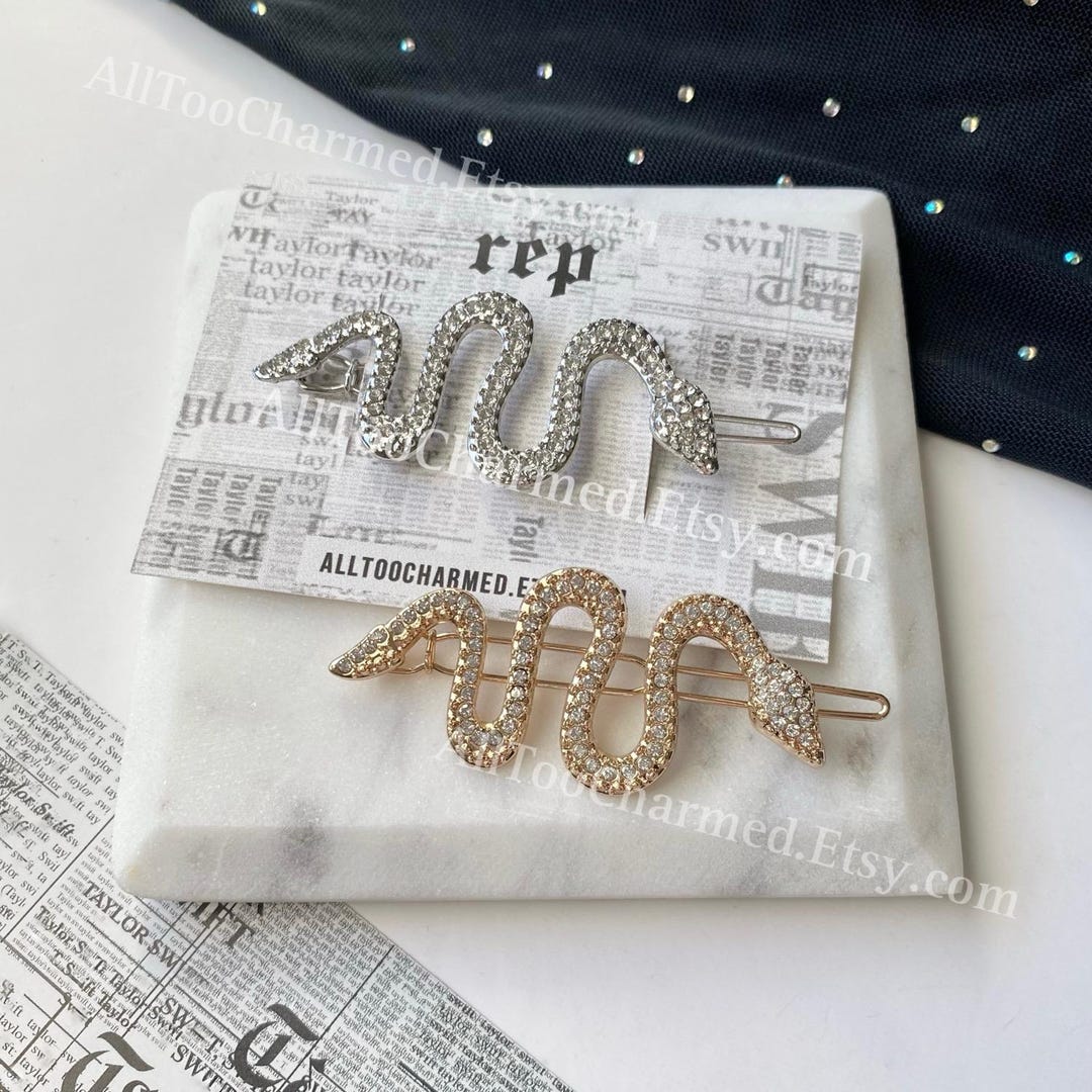 Rep Snake Barrettes Hair Accessories Silver Gold Rhinestone Hair ...