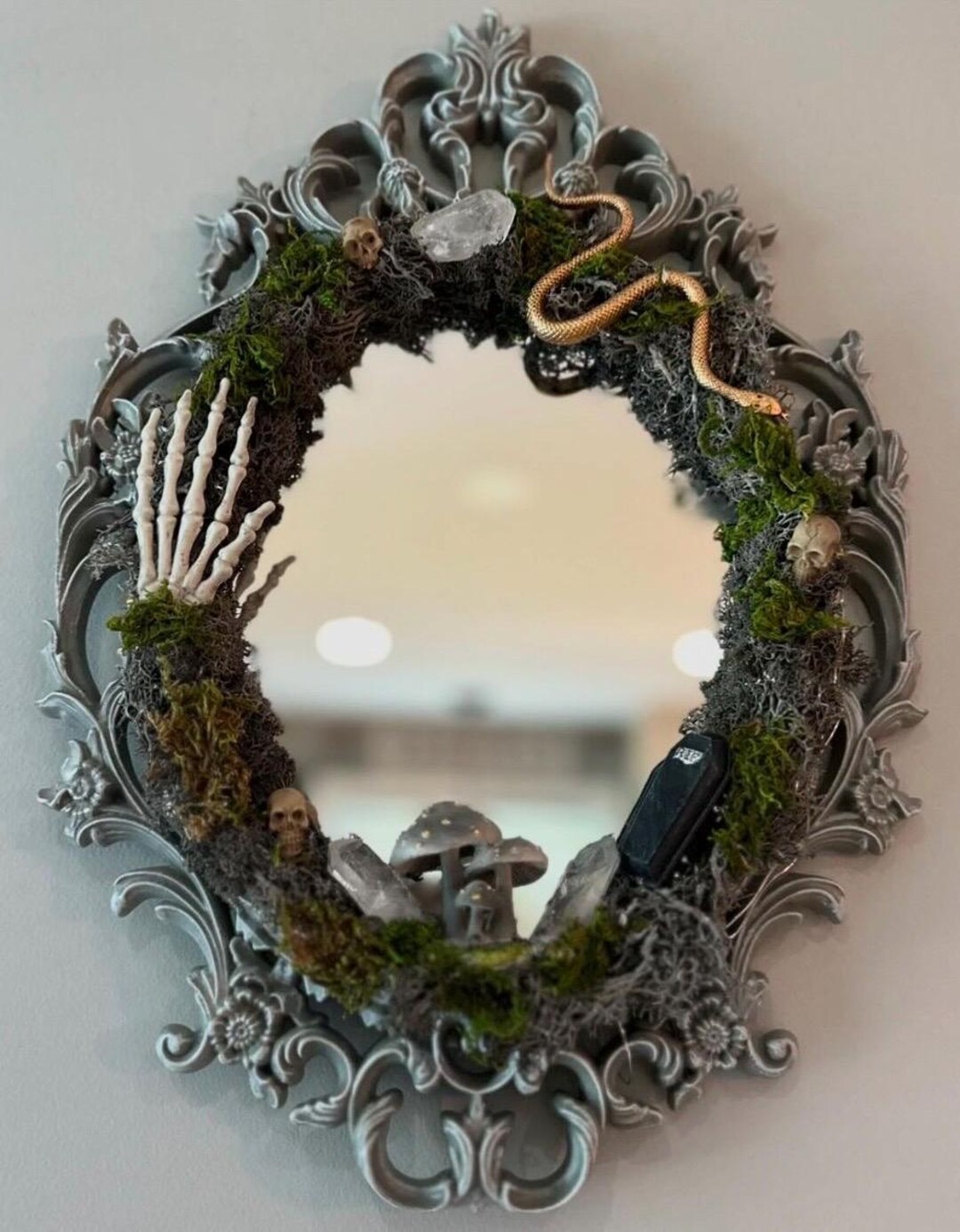 Moss Mirror With Preserved Moss and Clear Quartz Crystals / Spooky ...