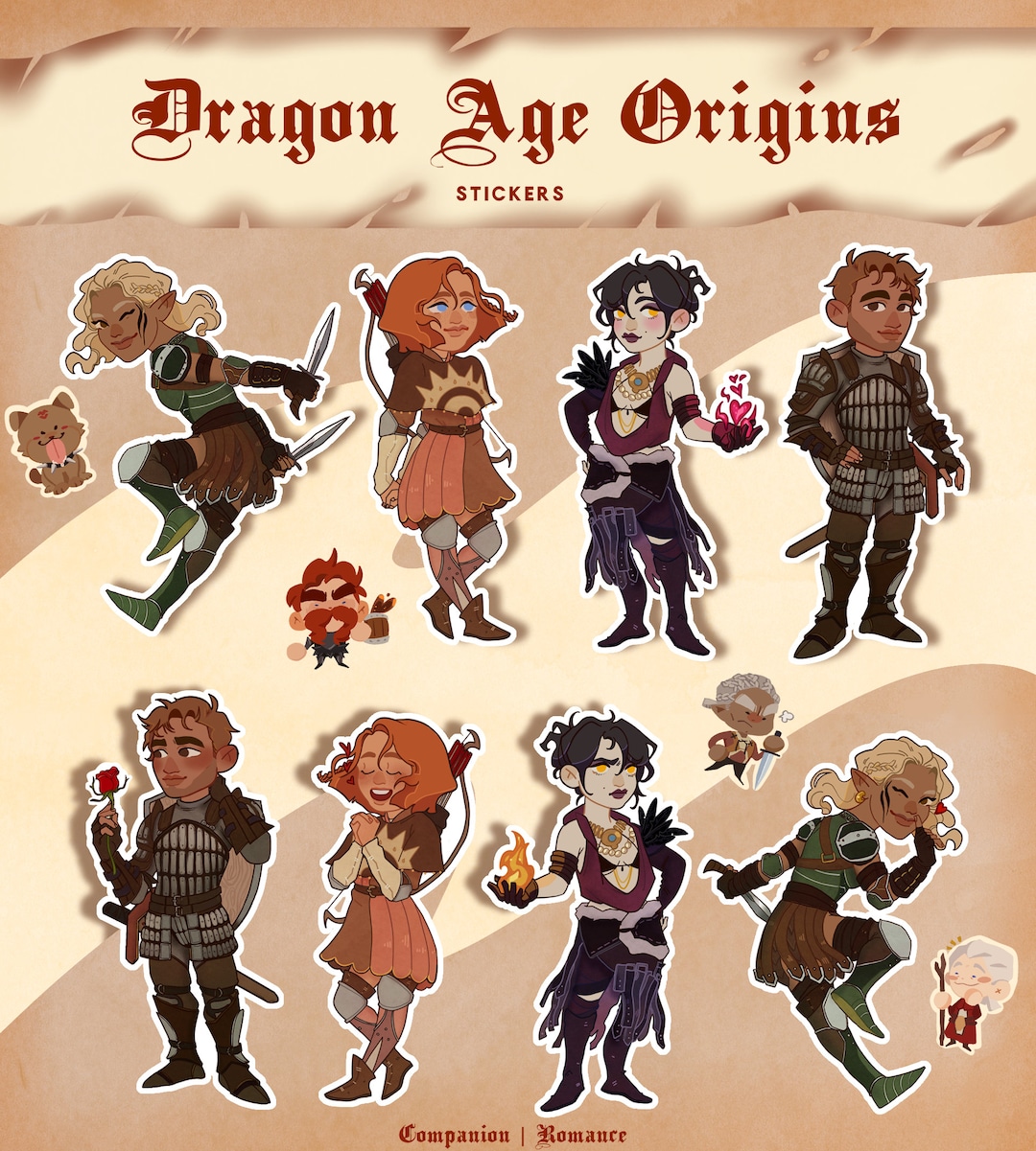 Dragon Age Origins Companions Stickers |dao|rpg|cute Stickers ...