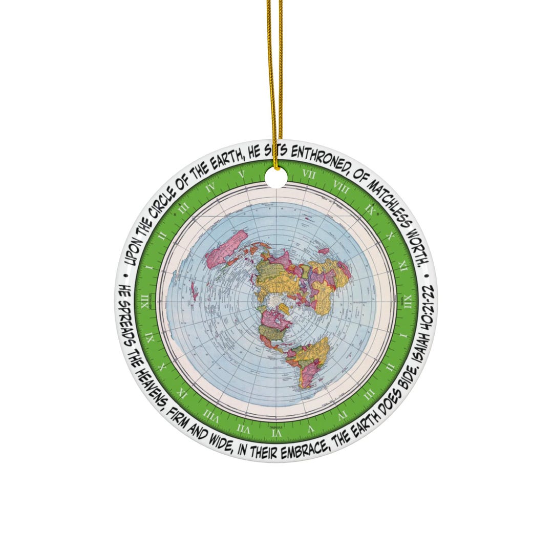 Flat Earth Map Christmas Ornament, Gleason Biblical World Map Ceramic ...