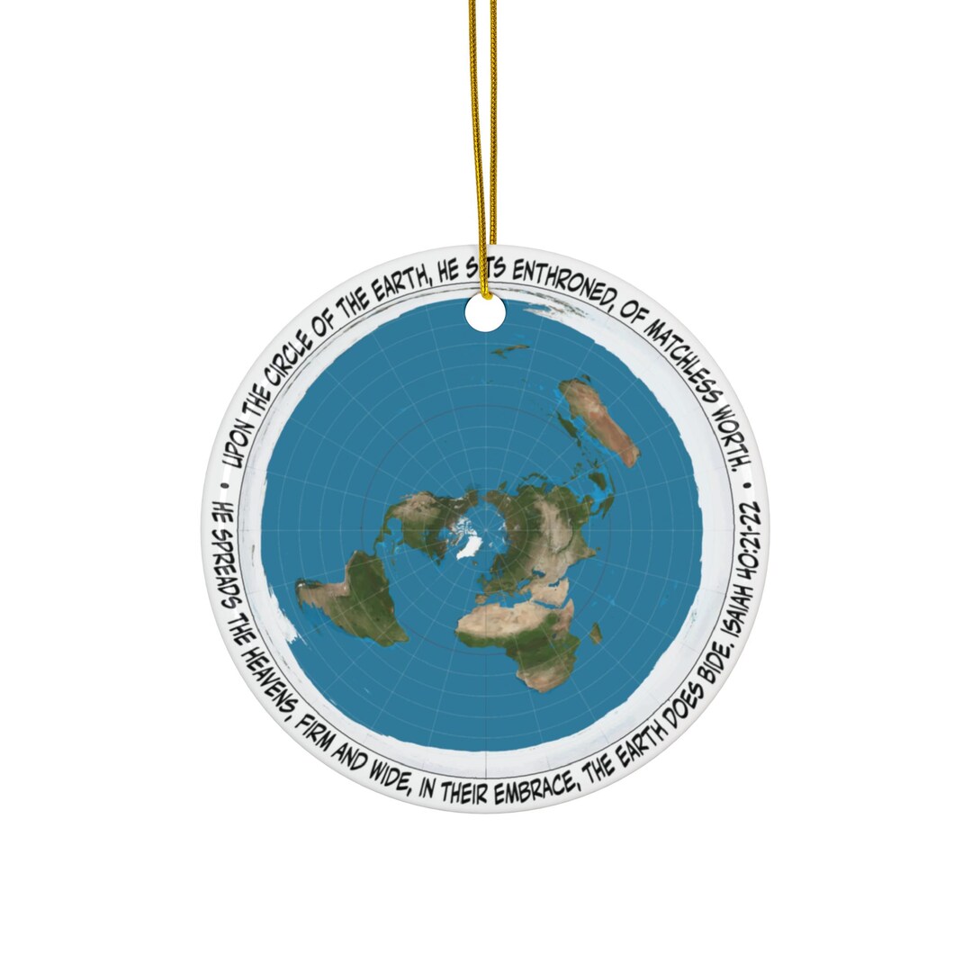 Flat Earth Map Christmas Ornament, Biblical World Map Ceramic Ornament ...