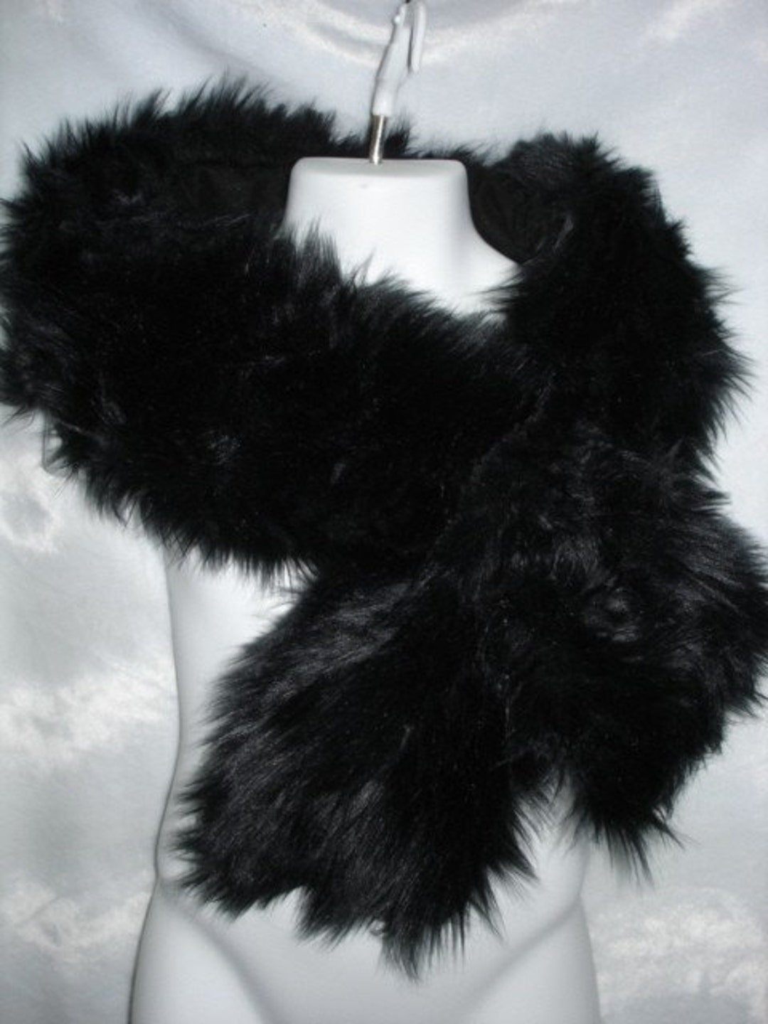 Black Shag Faux Fur Pull Through Neck Scarf Wrap - Etsy