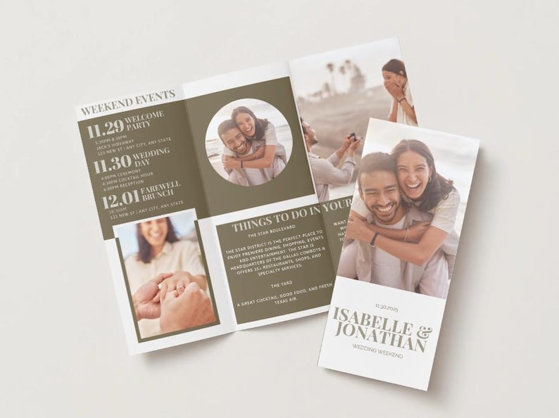 Trifold Wedding Program Tri-fold Wedding Ceremony Program Folded ...