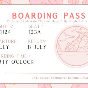 Boarding Pass Bachelorette Party Invitation: Editable Destination ...