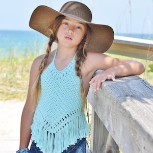 Isabella Boho Crochet Halter Top Pattern, Tots Tweens 12 Mos - 12 Girls ...