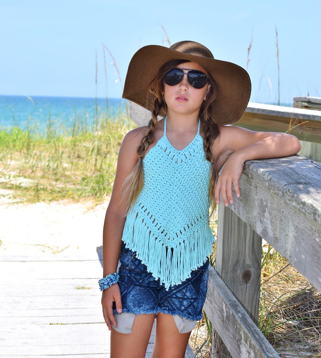 Isabella Boho Crochet Halter Top Pattern, Tots Tweens 12 Mos - 12 Girls ...