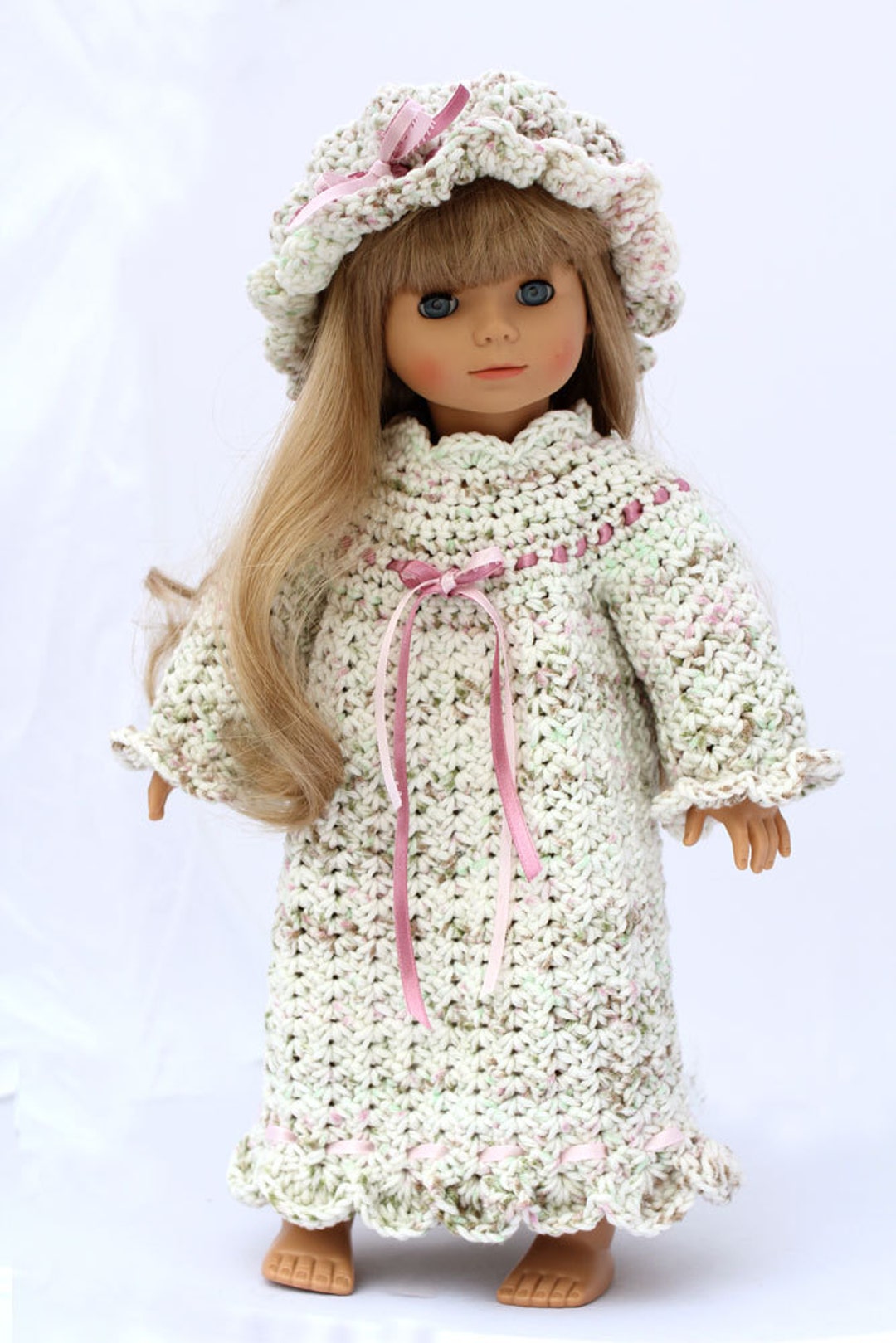 Pioneer Nightgown and Nightcap Crochet Pattern, to Fit 18 Inch Dolls ...