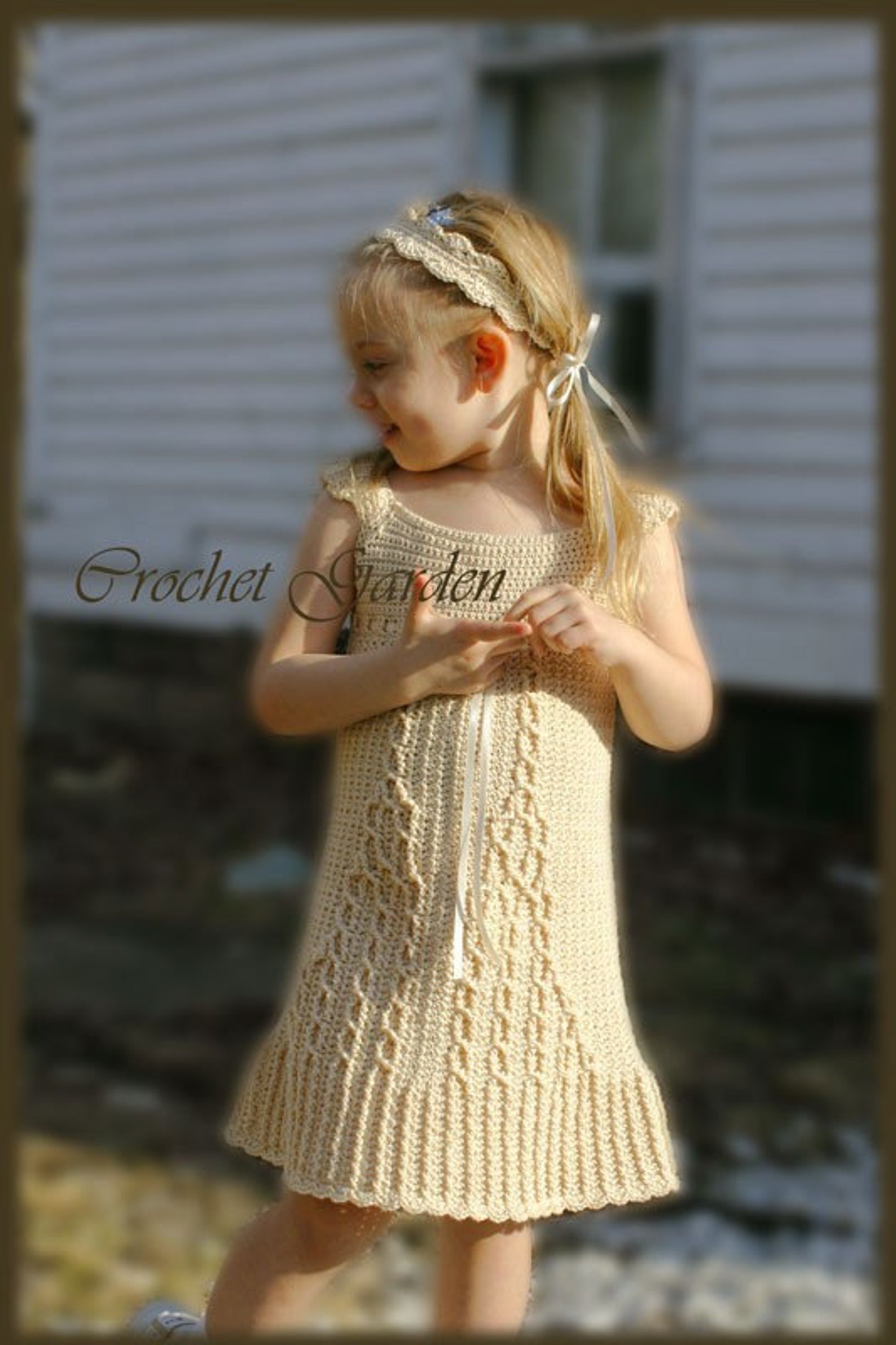 Little Cablelet - Crochet Sundress Pattern Size 12 Mos - Girls Size 7 ...