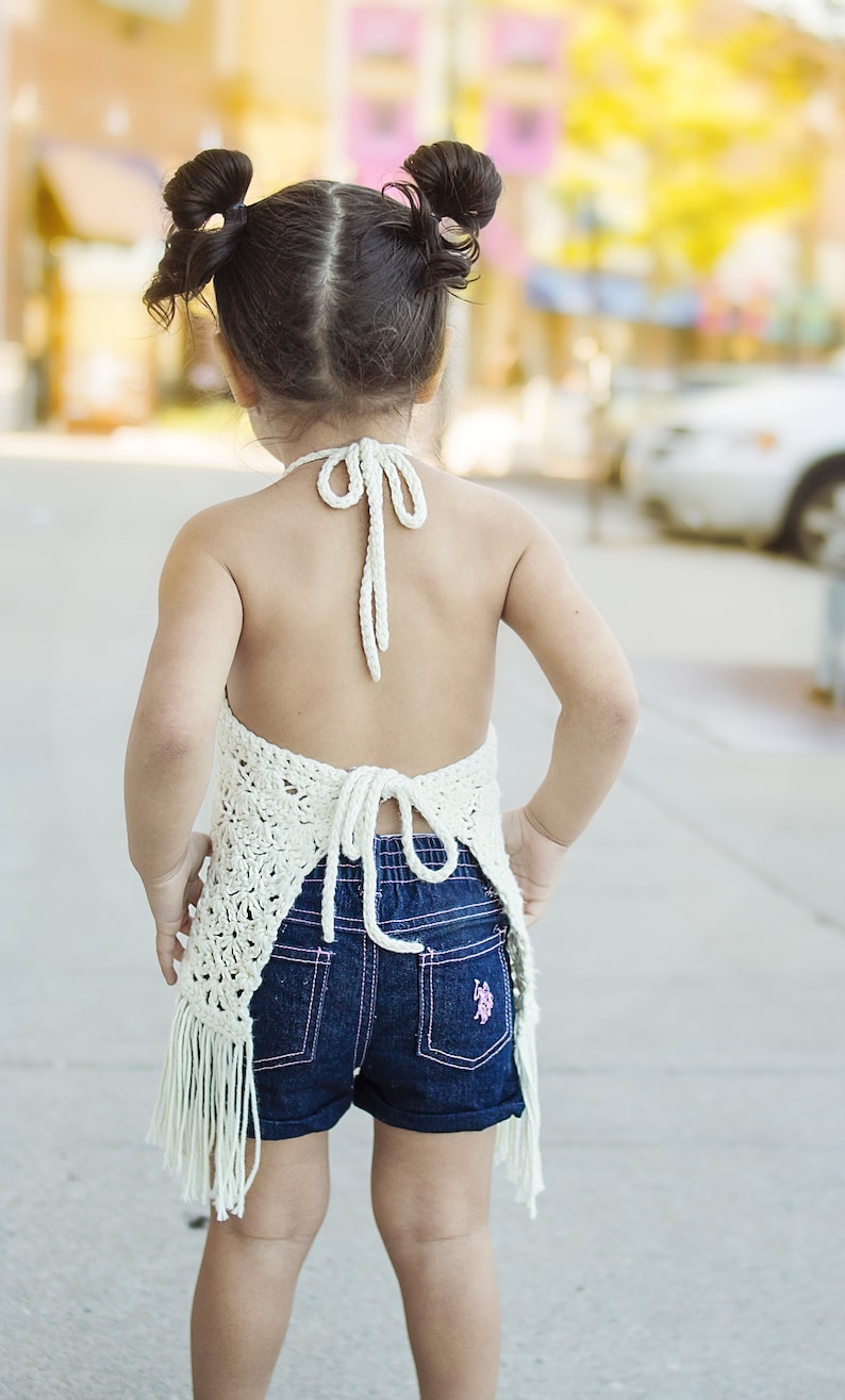 Crochet Lace Fringe Halter Top Pattern - Size 12 Mos - Girl Size 10 ...