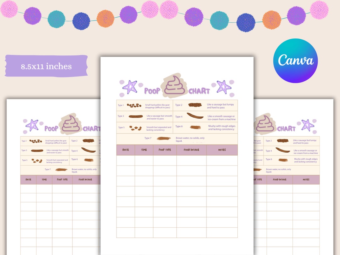 Potty Chart Potty Diary Potty Journal Constipation Poop Chart ...