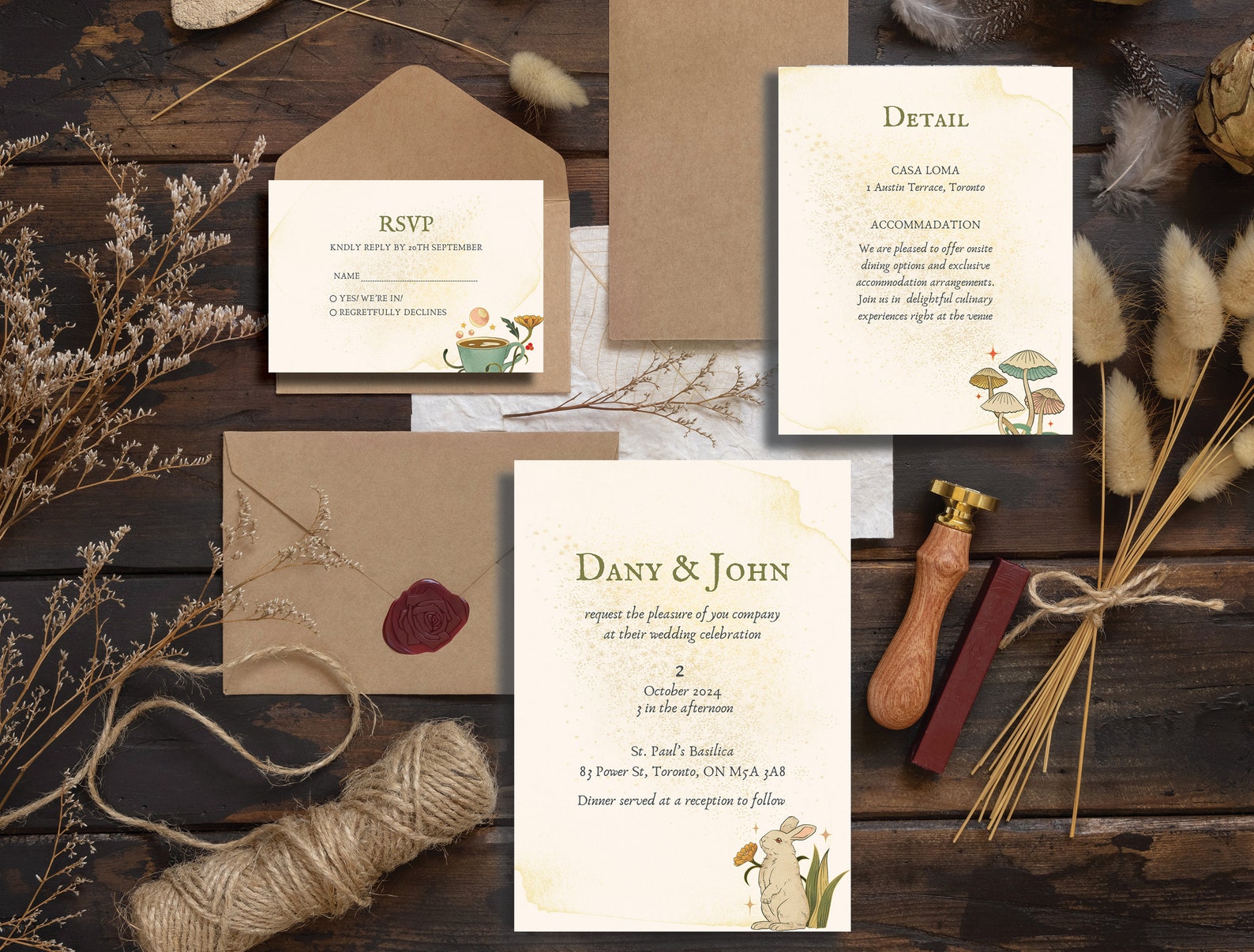 Vintage Fairy Tale Wedding Invitation Template Rustic Wedding ...