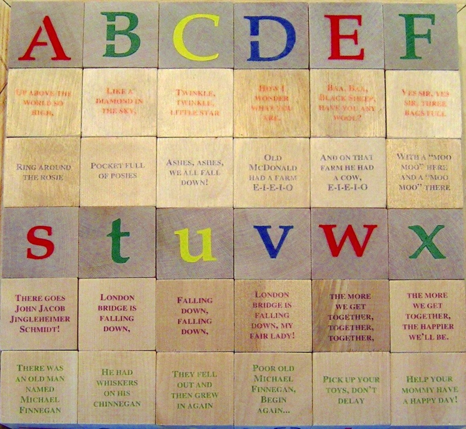 Songblox 36 Wooden Alphabet Blocks 31 Classic Childrens Songs - Etsy