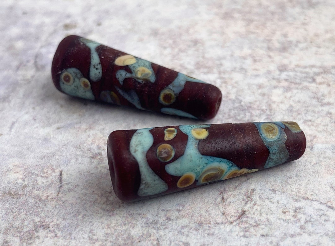 Small Rustic Cone Pair - Brown & Copper - Raku Frit - Etsy