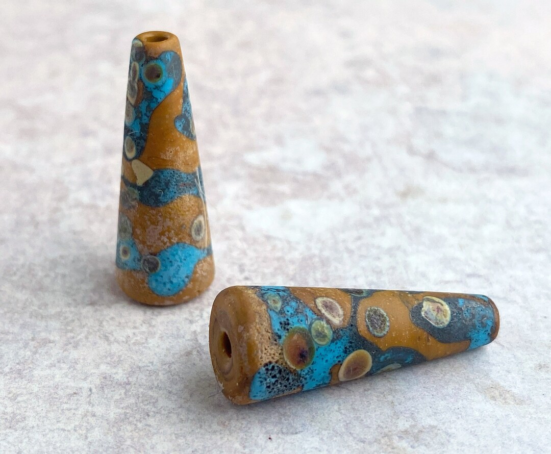 Small Rustic Cone Pair - Terracotta & Dark Turquoise - Raku Frit - Etsy