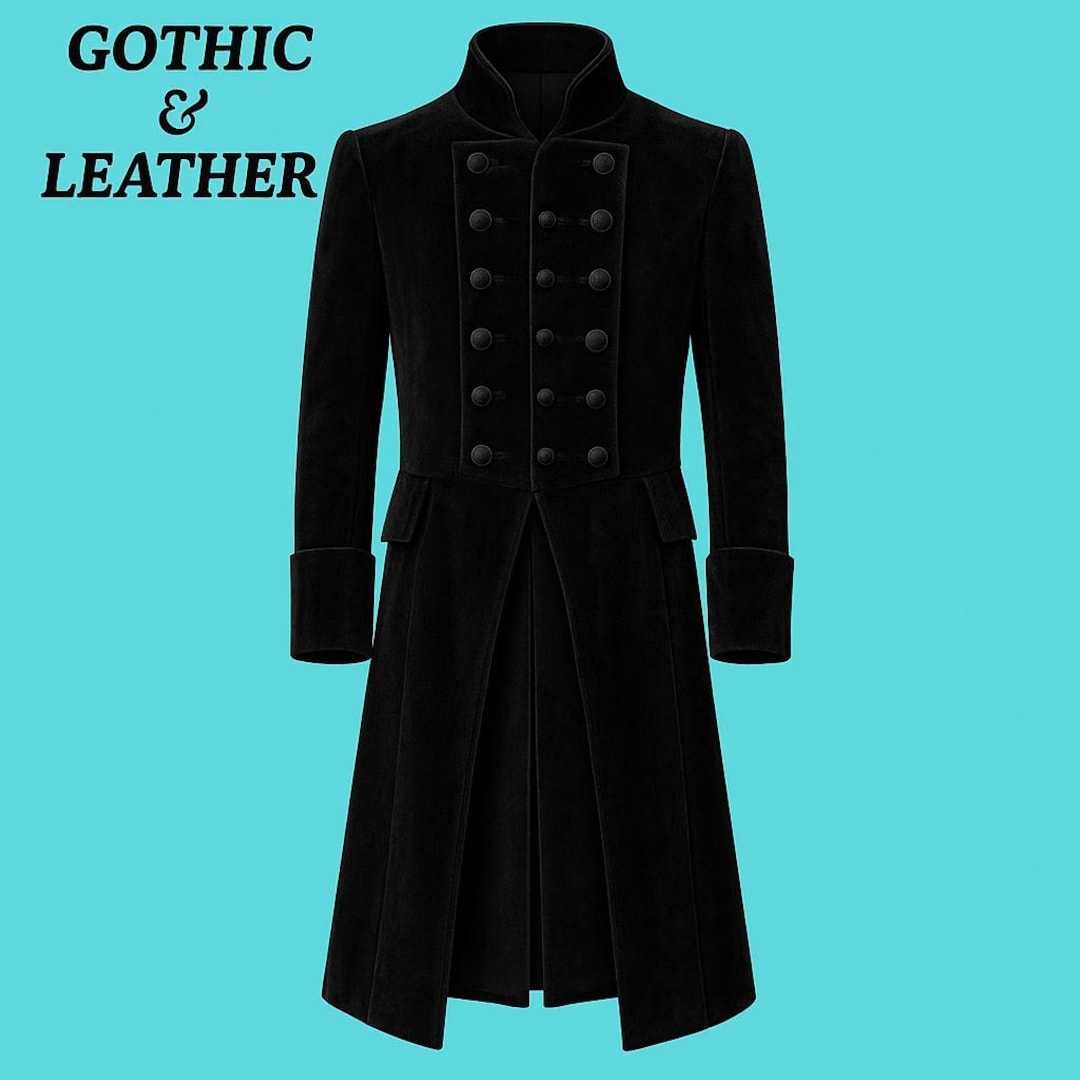 Men's Gothic Velvet Regency Coat: Handmade Steampunk Long Tail Overcoat ...