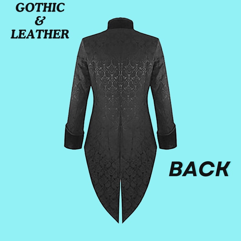 Handmade Unisex Tail Coat Jacket Black Brocade Goth Steampunk Victorian ...
