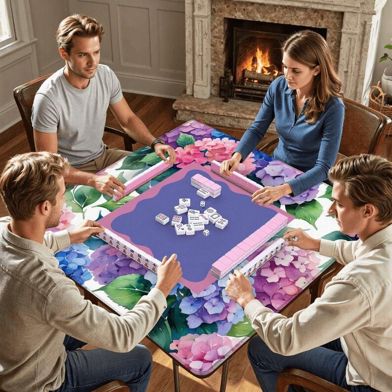 Blooming Hydrangeas Watercolor Pastel Purple, Pink Mahjong Mat - Etsy