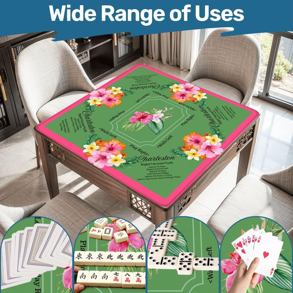 Floral Mahjong Mat With Instructions: Preppy Green & Hot Pink - Etsy