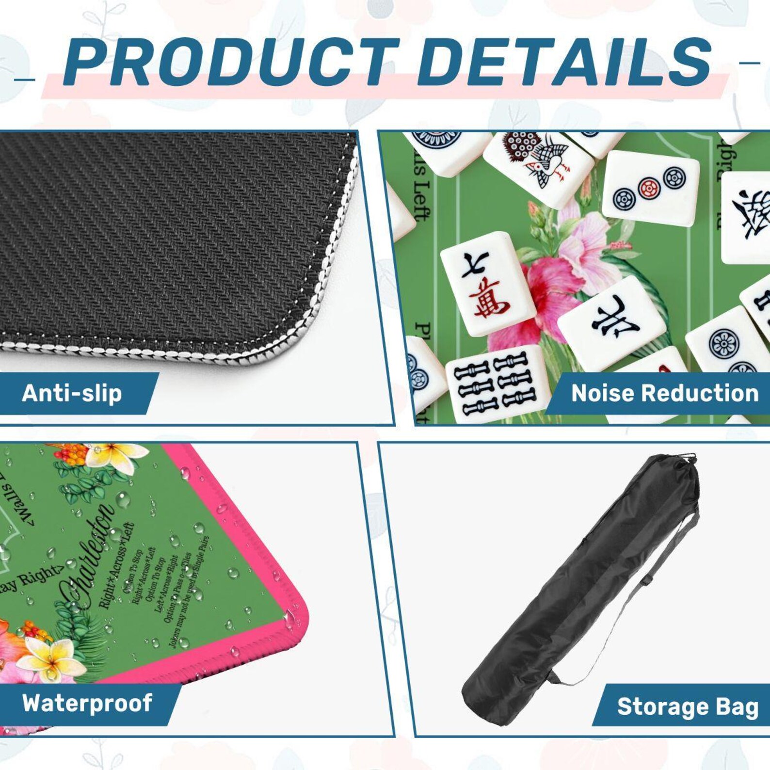 Floral Mahjong Mat With Instructions: Preppy Green & Hot Pink - Etsy