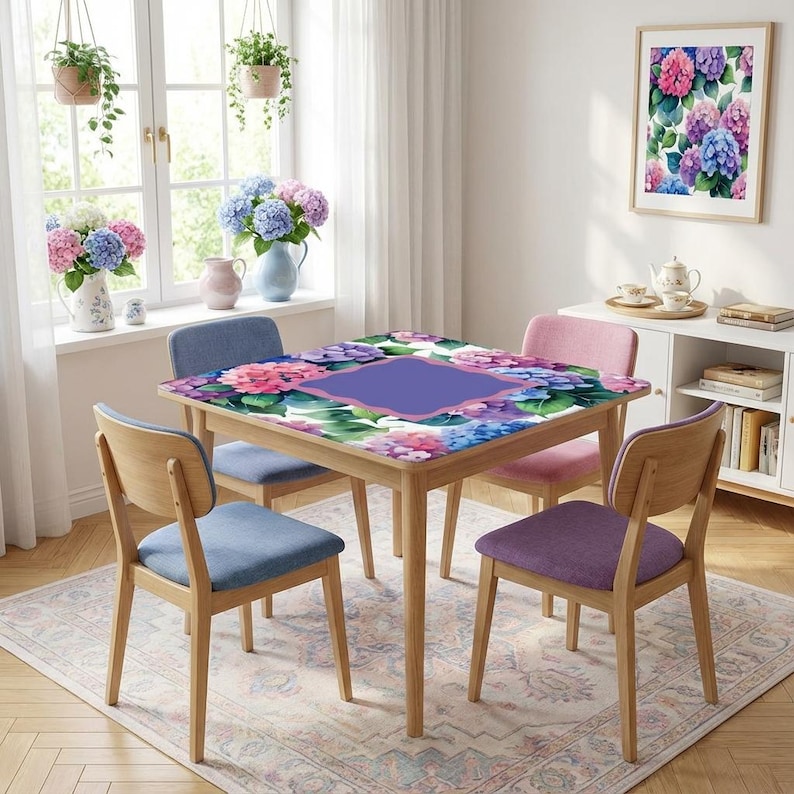 Blooming Hydrangeas Watercolor Pastel Purple, Pink Mahjong Mat - Etsy