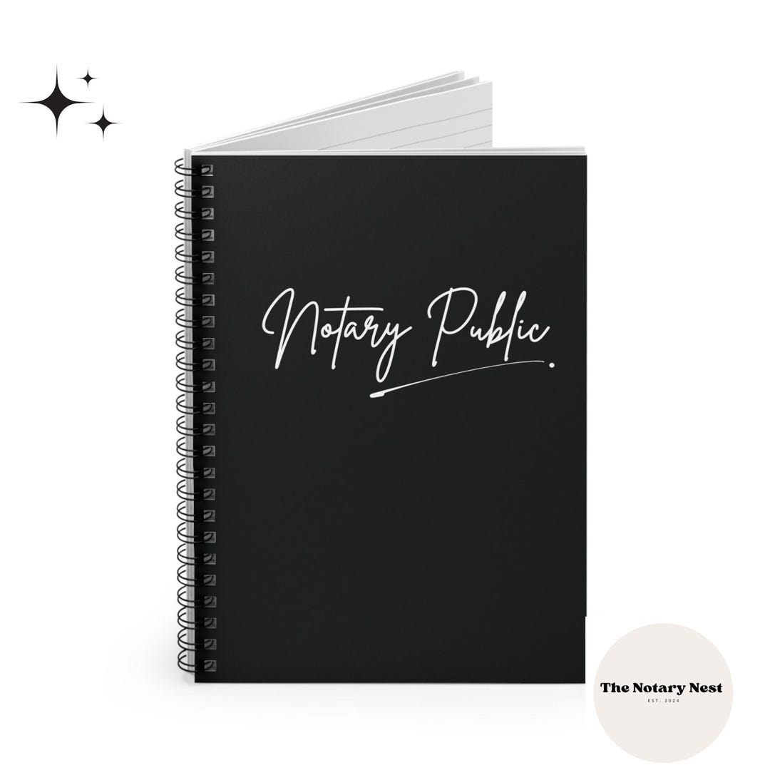Minimalist Notary Public Spiral Notebook: Cursive Lettering, Ruled ...