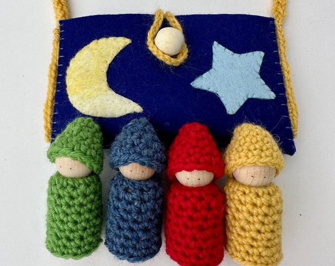 Peg Dolls in a Pouch Set Ready to Ship - Etsy