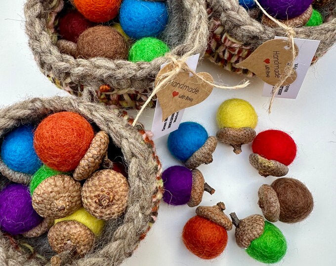 Felted Wool Acorns in a Wool Pot Waldorf Inspired Ready to Ship - Etsy