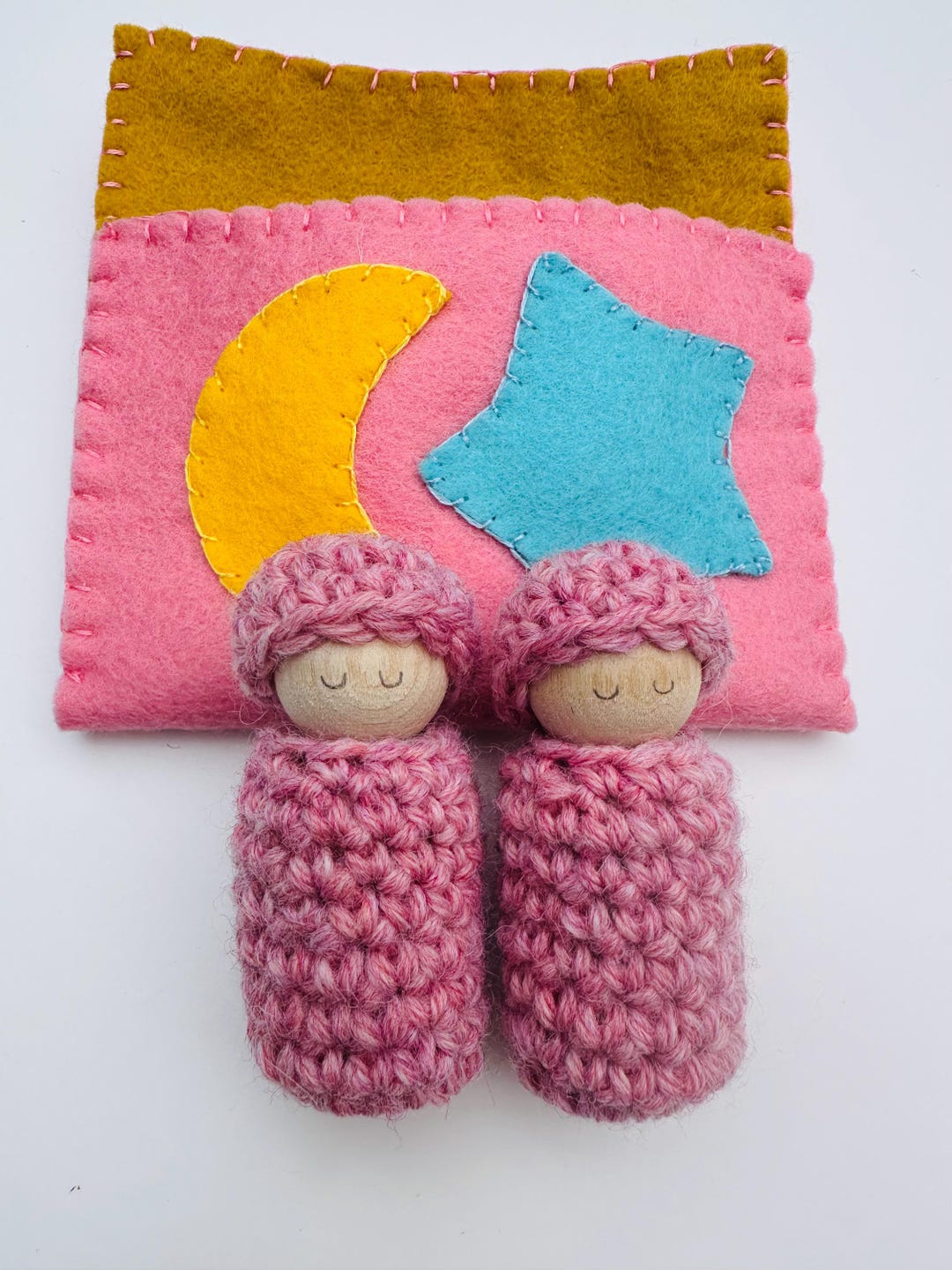 Peg Dolls in Sleeping Bag Set Ready to Ship - Etsy