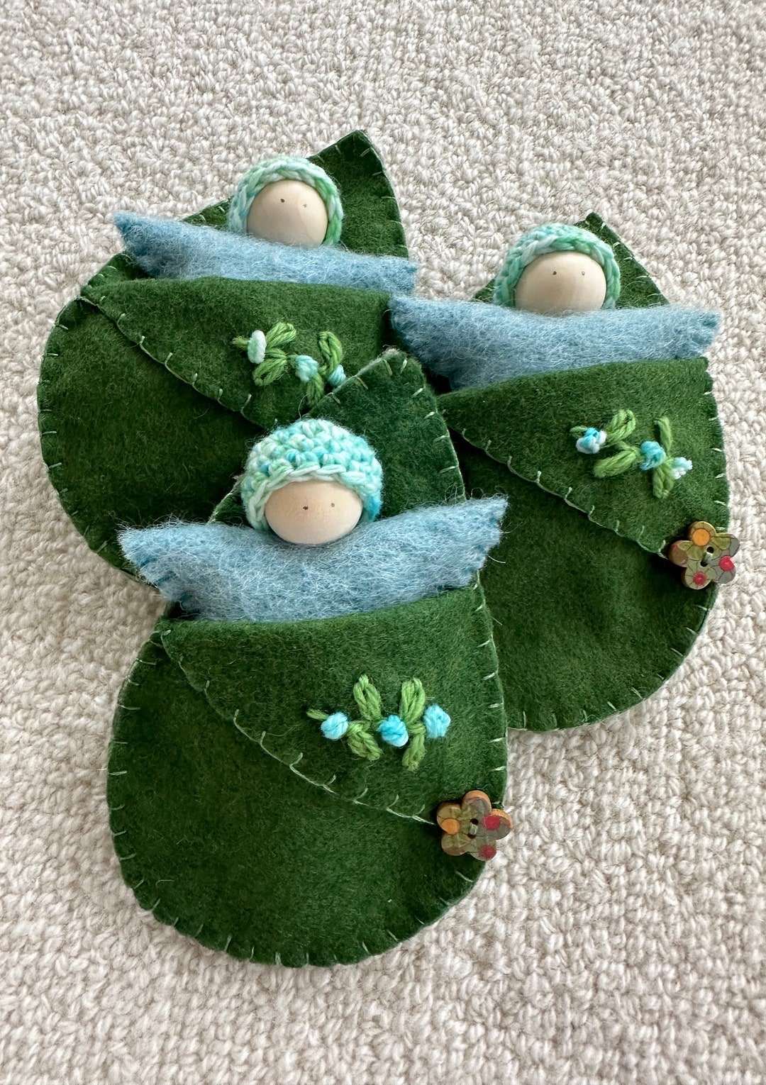 Leaf Baby With Wool Doll Set Waldorf Inspired Ready to Ship - Etsy