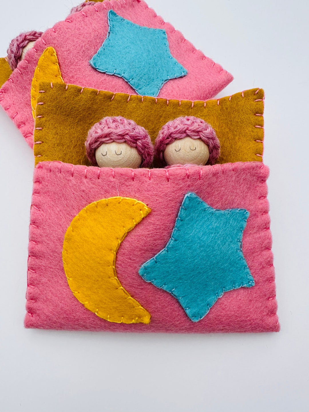 Peg Dolls in Sleeping Bag Set Ready to Ship - Etsy