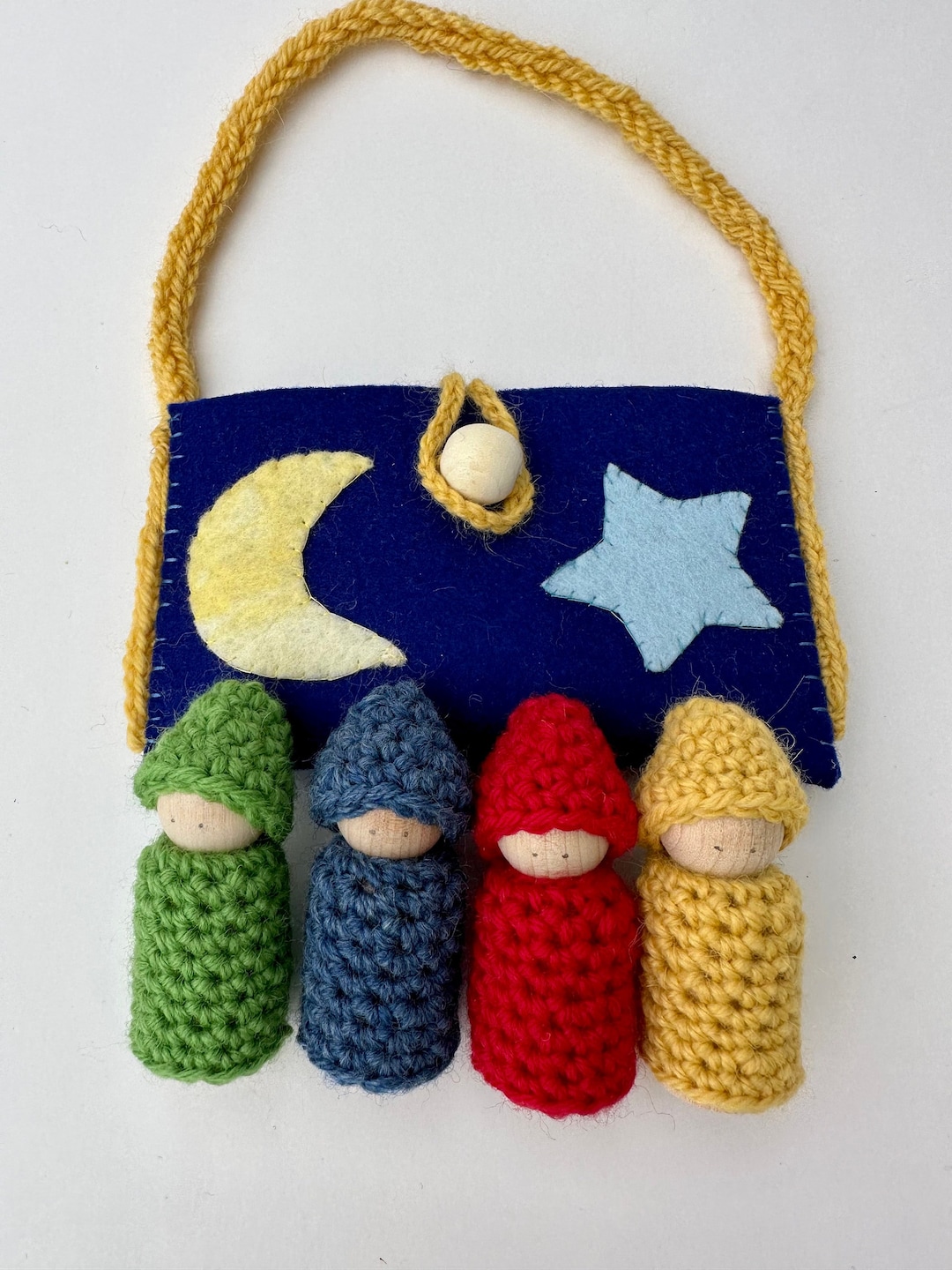 Peg Dolls in a Pouch Set Ready to Ship - Etsy