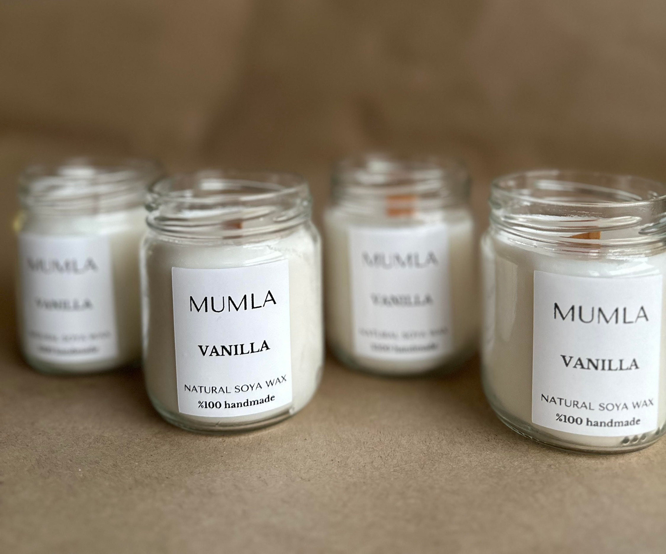 Handmade Natural Soy Wax Candle Vanilla Scented Handmade Glass Jar ...